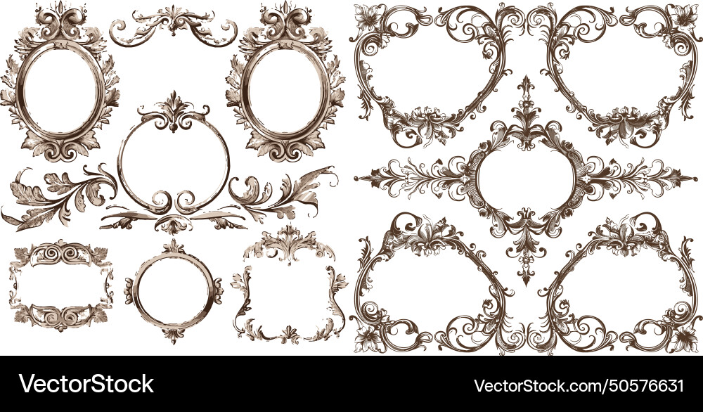 Vintage frames and scroll elements Royalty Free Vector Image