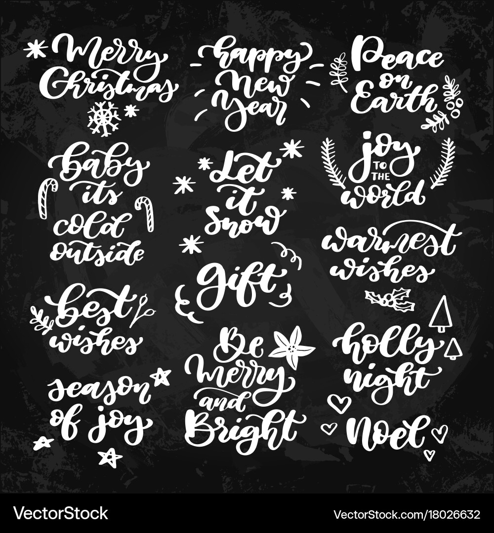 Christmas Chalk Lettering Set Royalty Free Vector Image