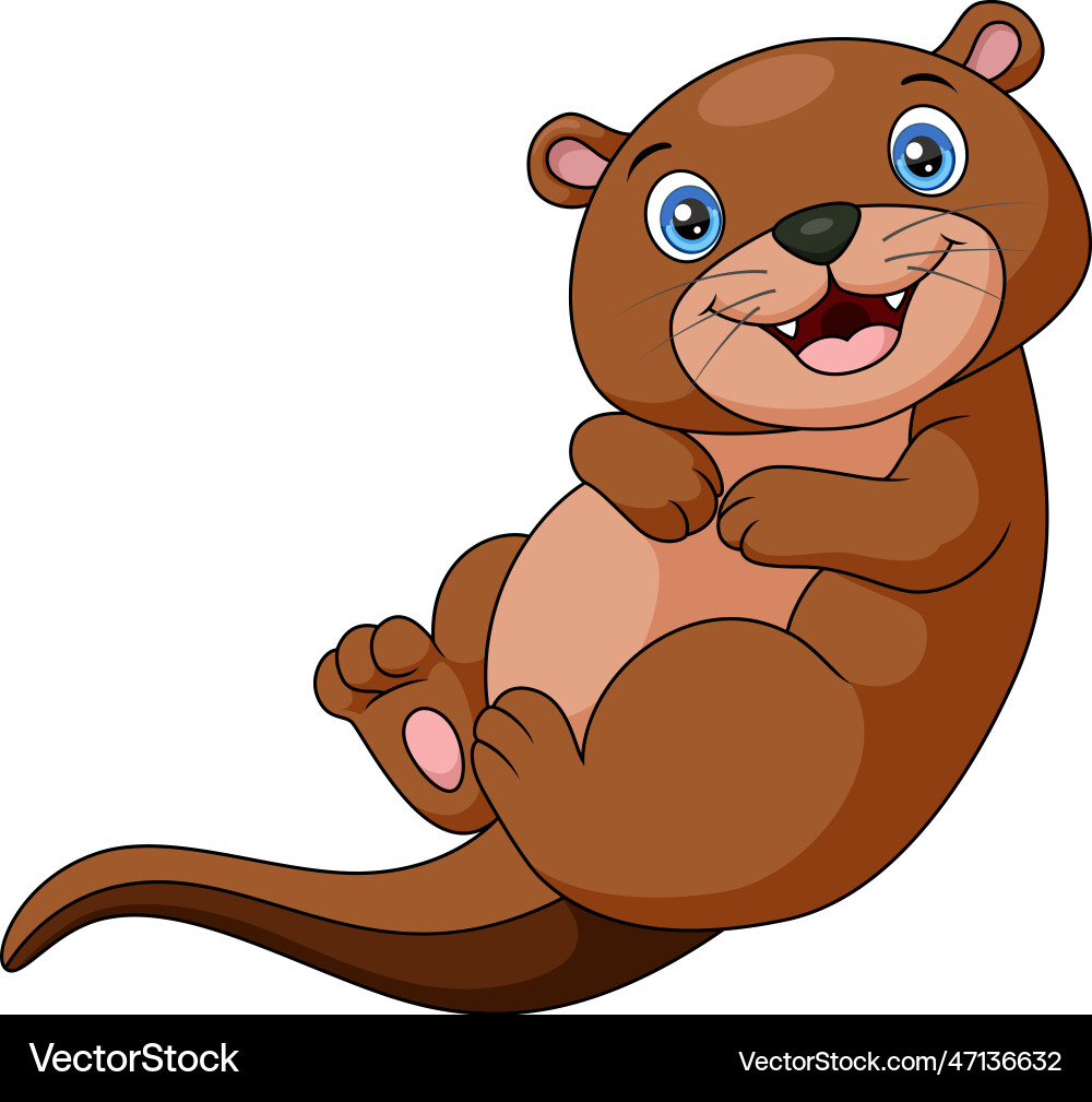 Cute otter cartoon with a full belly Royalty Free Vector