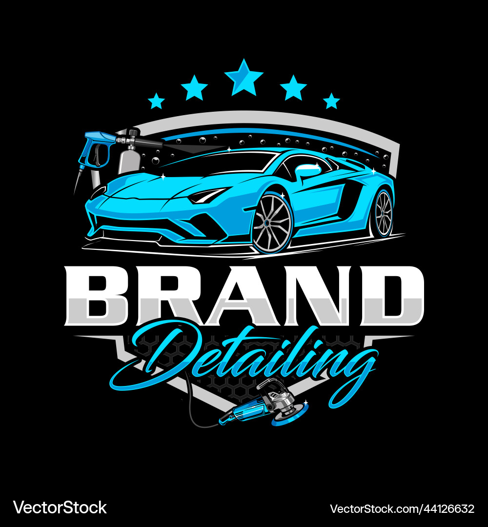 Detailing car logo and wash Royalty Free Vector Image
