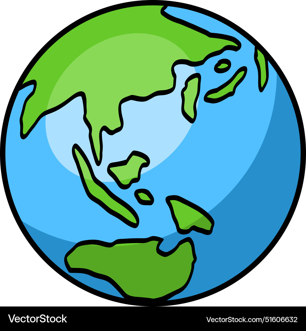Globe earth world map doodle Royalty Free Vector Image