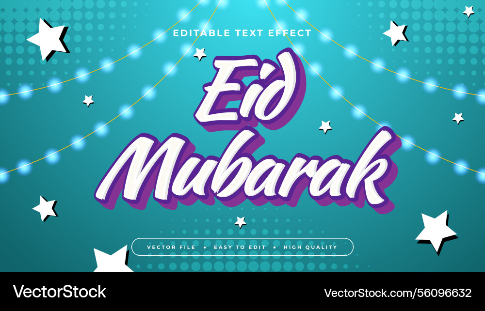 Green white and purple violet eid mubarak 3d Vector Image