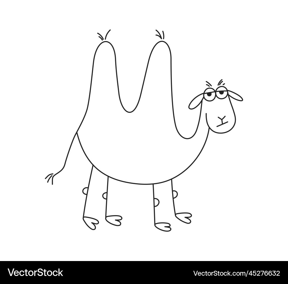 Hand drawn funny camel sad comic doodle two Vector Image