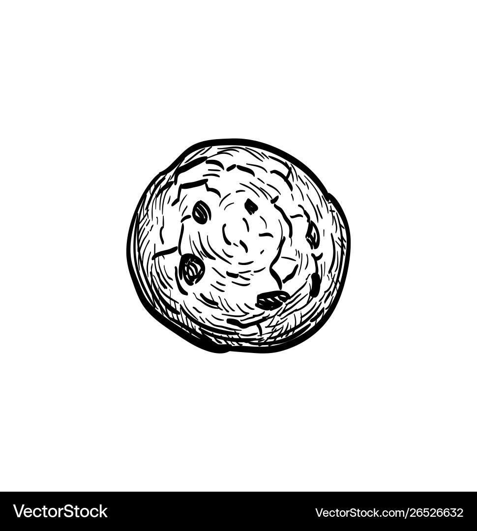 Ink Chocolate Chip Cookie Sketch Royalty Free Vector Image