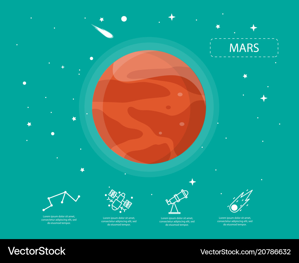 Mars infographic in universe concept Royalty Free Vector