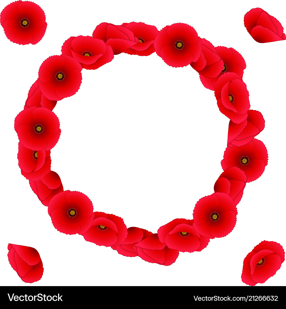 Red corn poppy wreath Royalty Free Vector Image