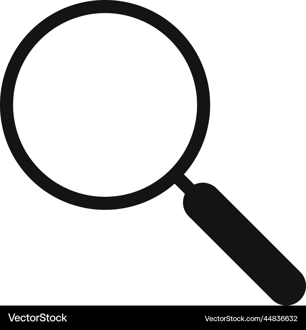 Search black icon magnifying glass optic tool Vector Image