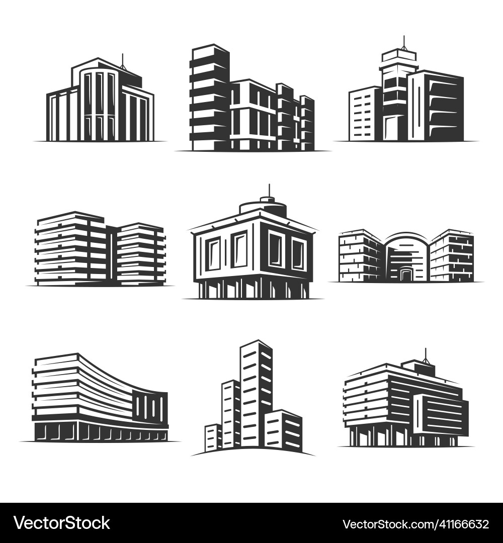 Set of elements the building isolated on white Vector Image