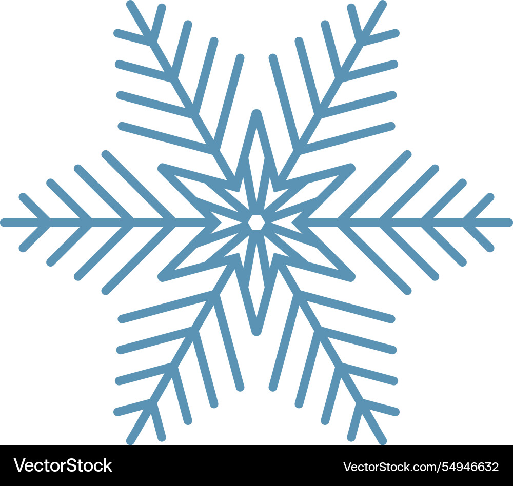 Stylized six pointed snowflake with intricate Vector Image