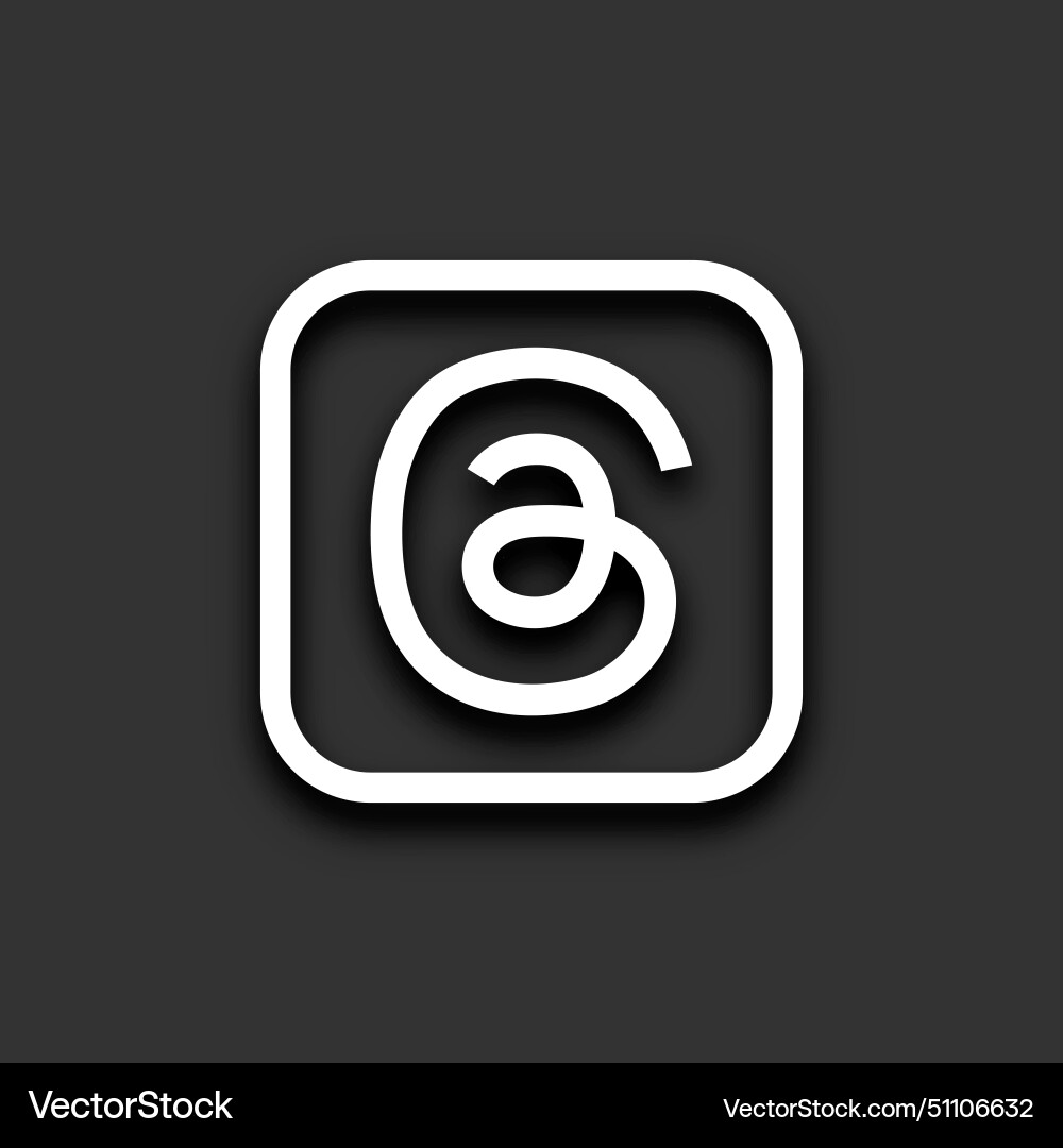 Threads app logo icon with shadow Royalty Free Vector Image