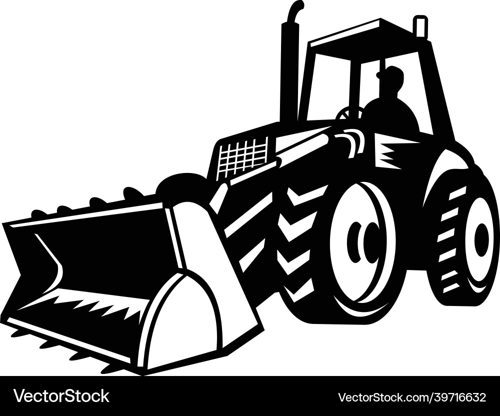 Tractor mechanical digger excavator black Vector Image