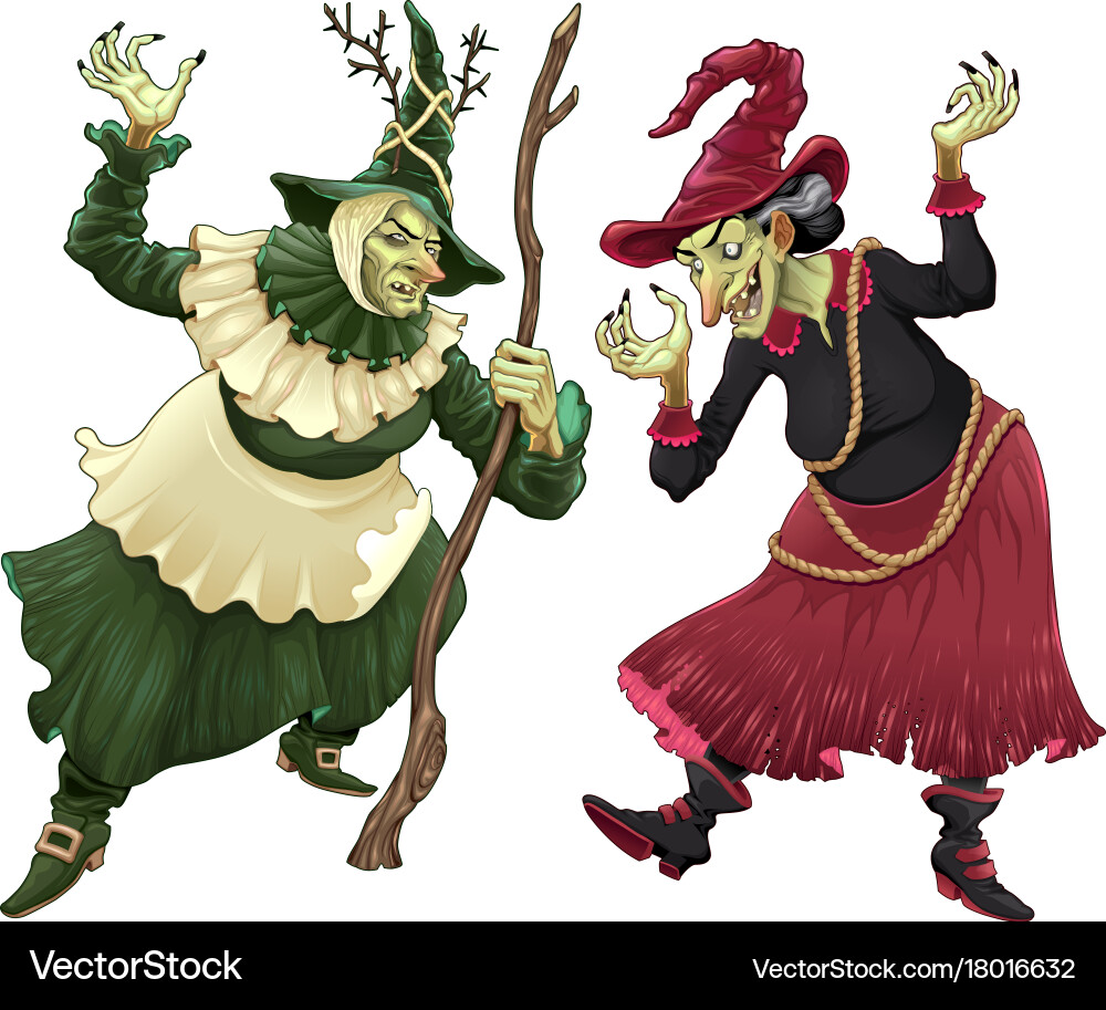 Two Witches Halloween Royalty Free Vector Image
