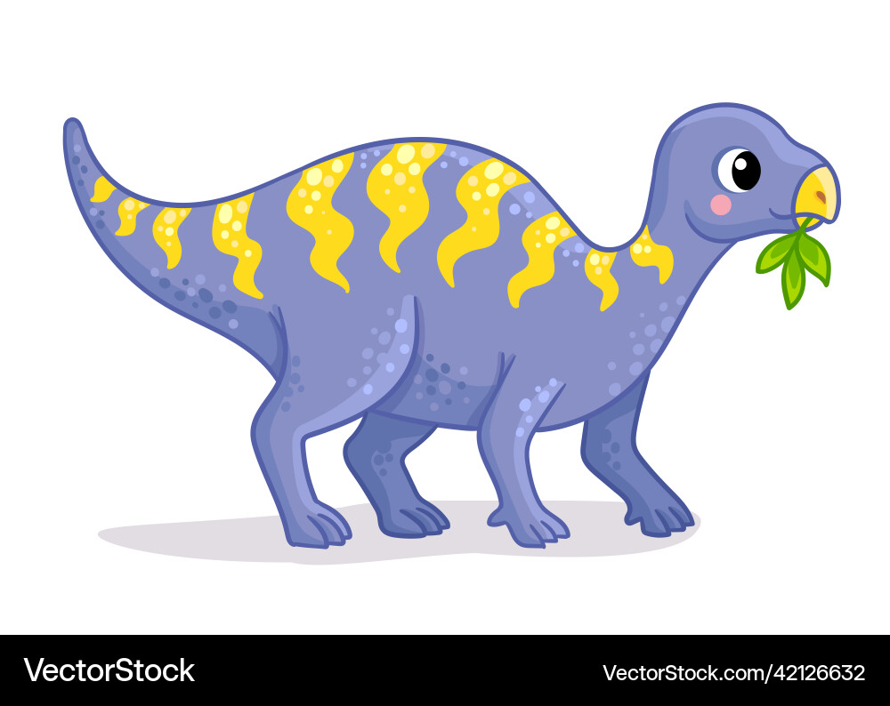With iguanodon cute dinosaur Royalty Free Vector Image