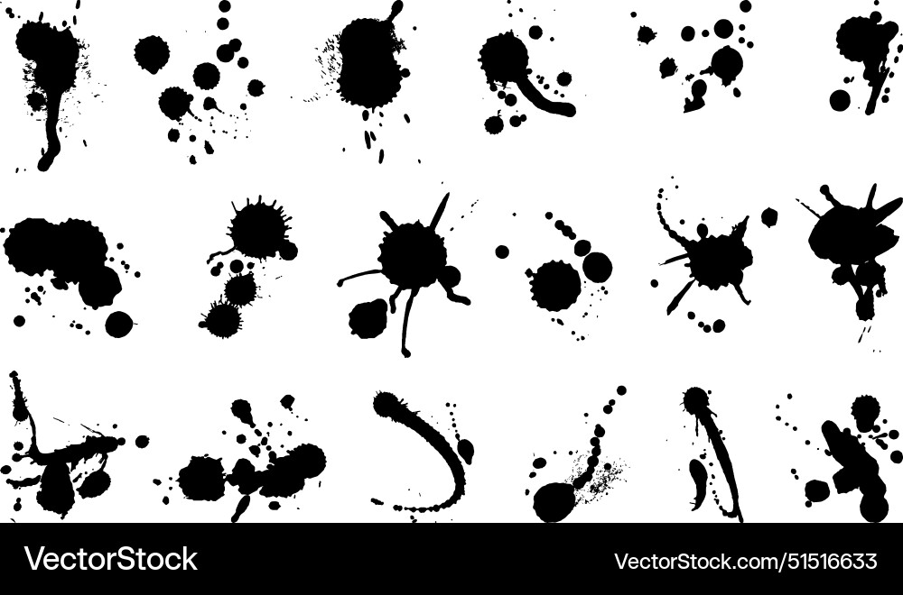 Black ink drops splashes and blobs abstract art Vector Image