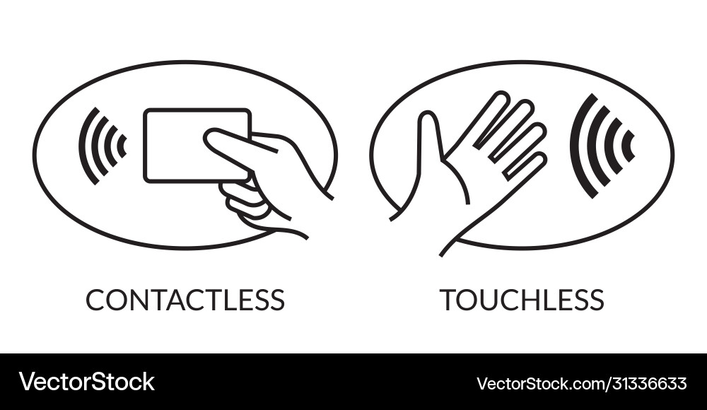 Contactless payment and touchless logos Royalty Free Vector