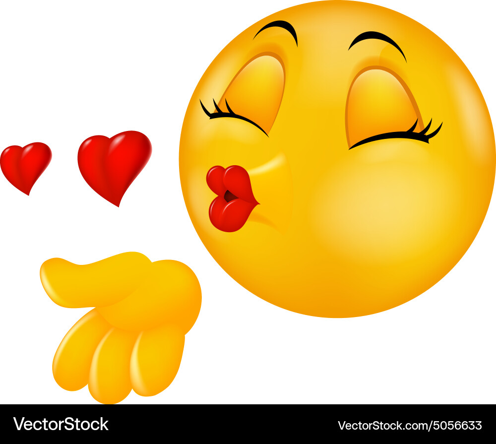 Cute Smiley Face Kissing Emoji Royalty Free Vector Image