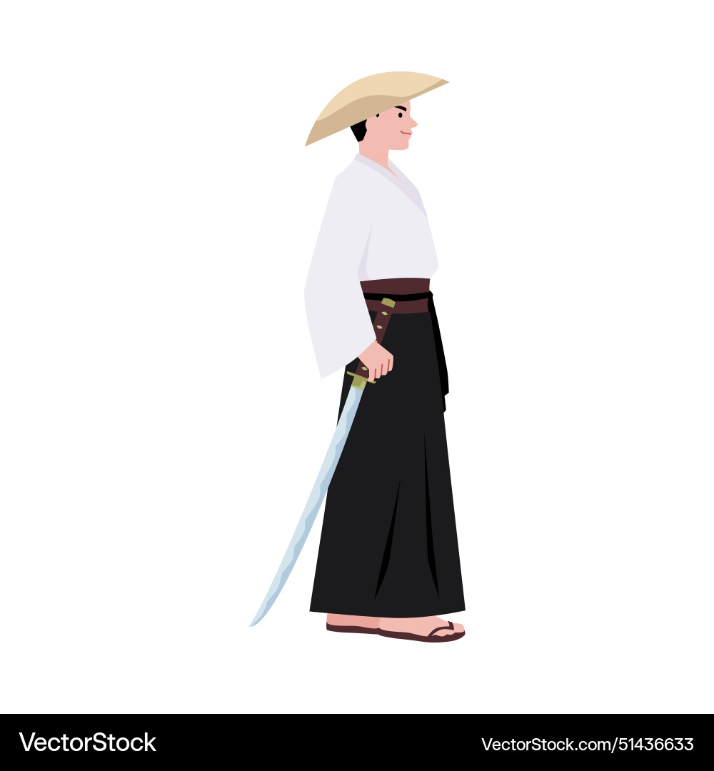 Depicting a samurai side view Royalty Free Vector Image