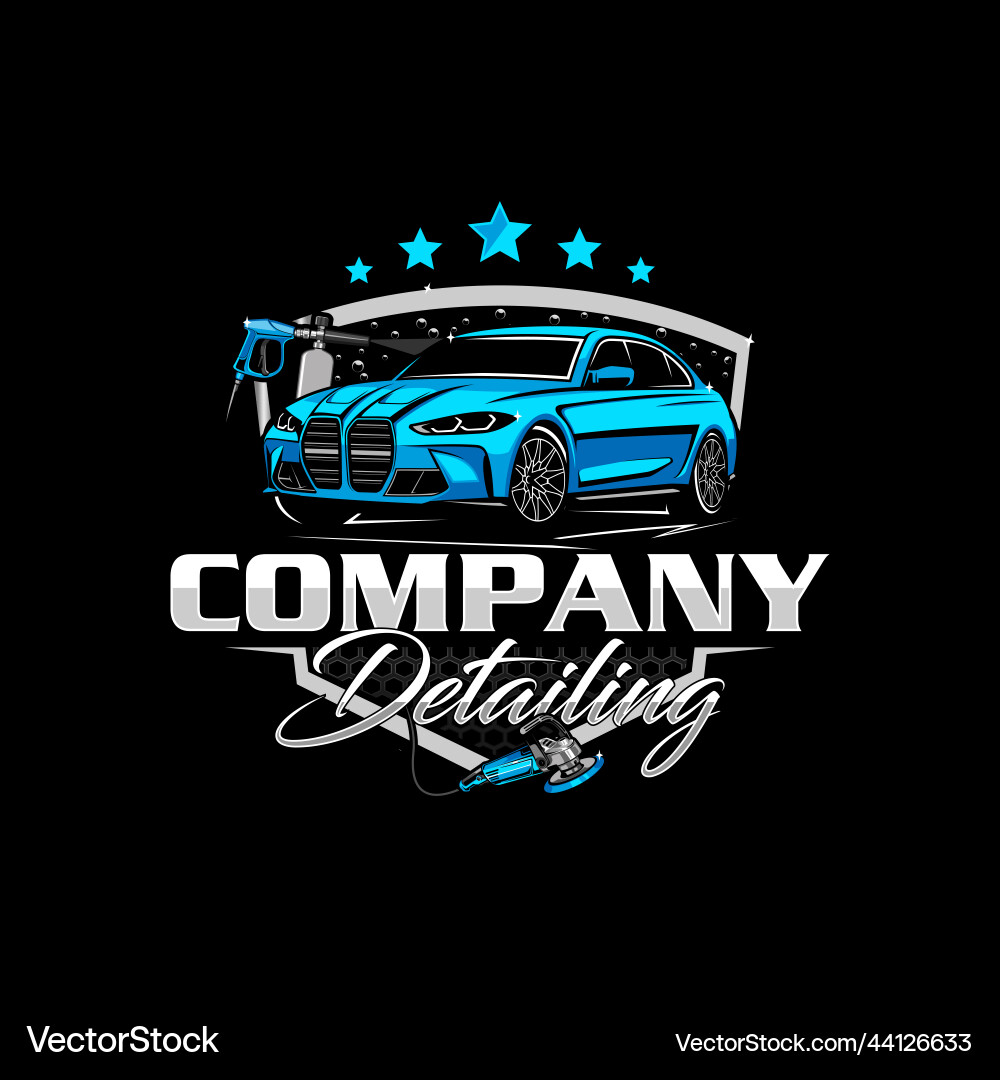 Detailing car logo and wash Royalty Free Vector Image