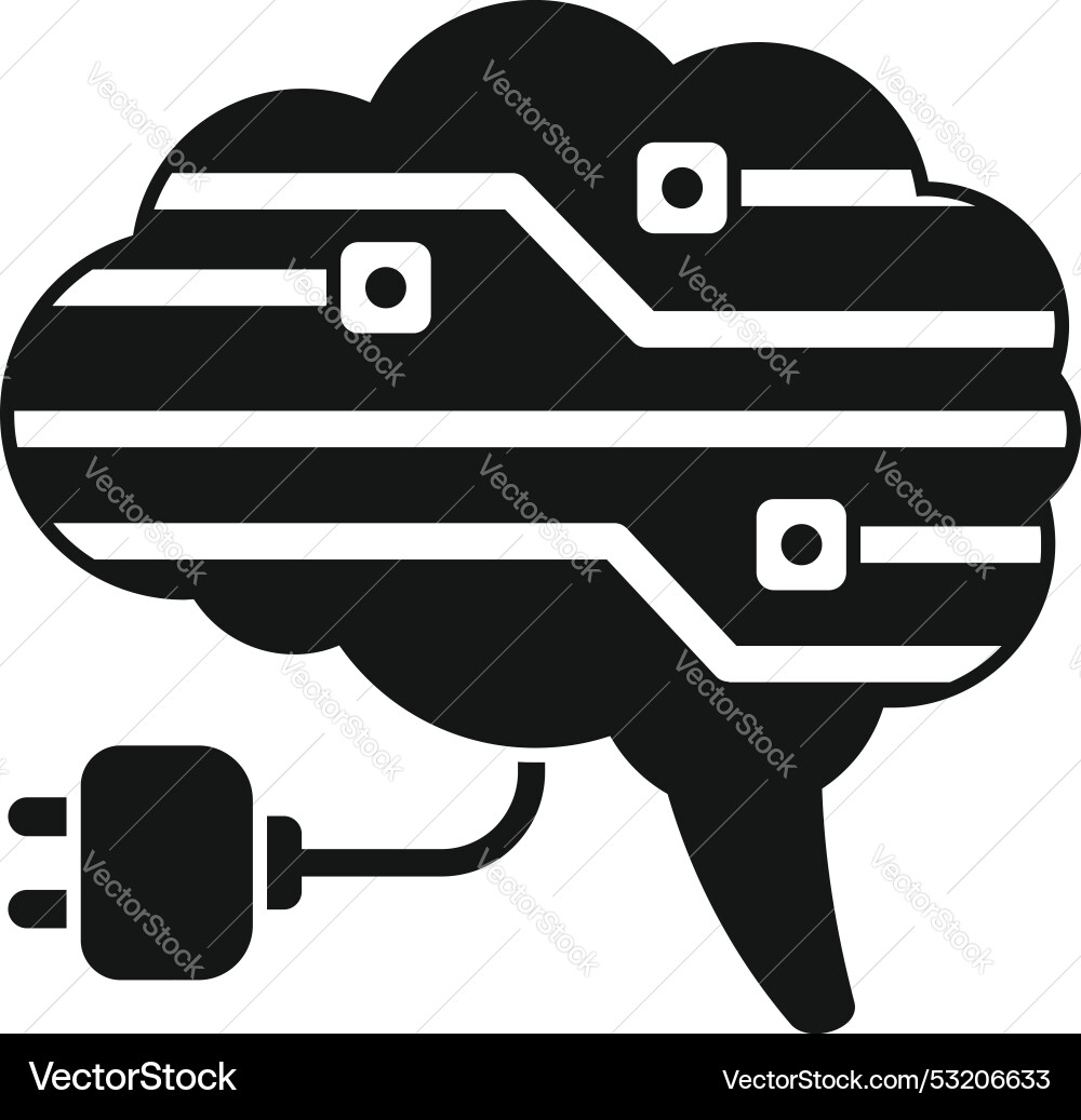 Human brain connected to a plug with electric Vector Image