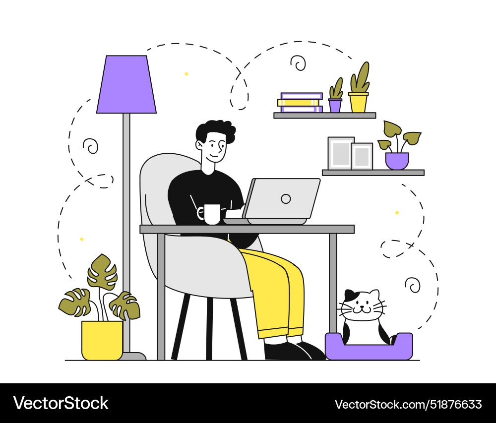 Man work from home freelancer and remote worker Vector Image