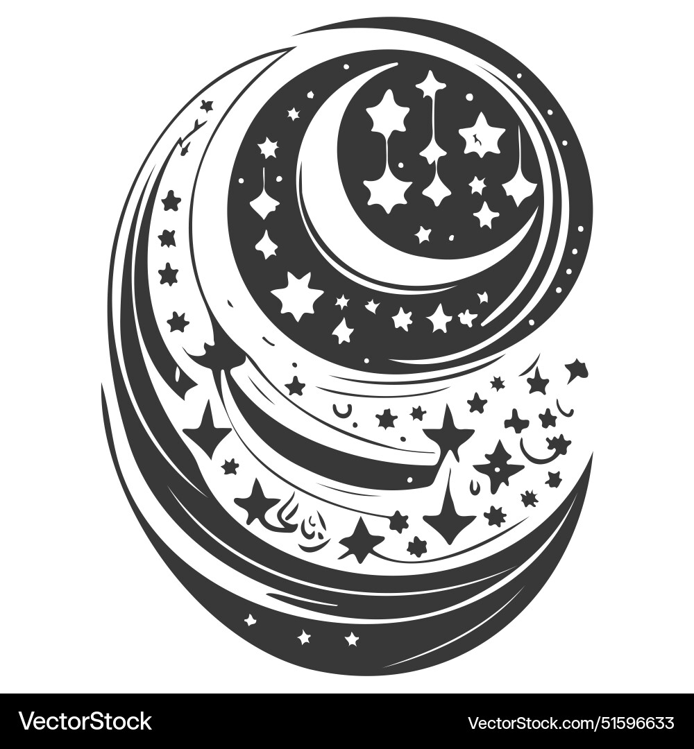 Moon star ramadan arabic islamic grey Royalty Free Vector