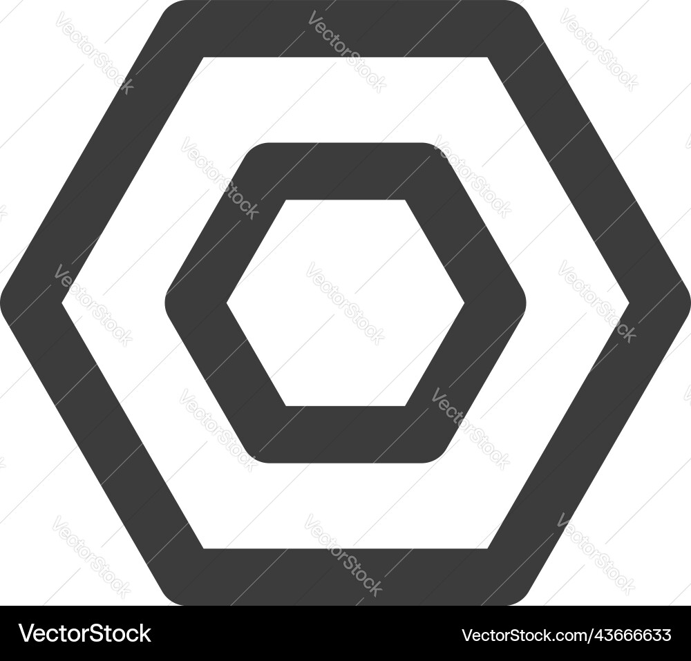 Screw-nut isolated threaded hole fastener outline Vector Image