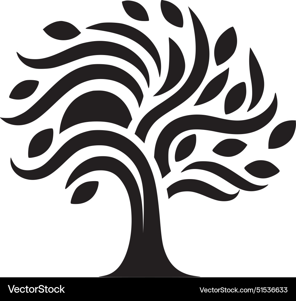 Tree - black and white Royalty Free Vector Image