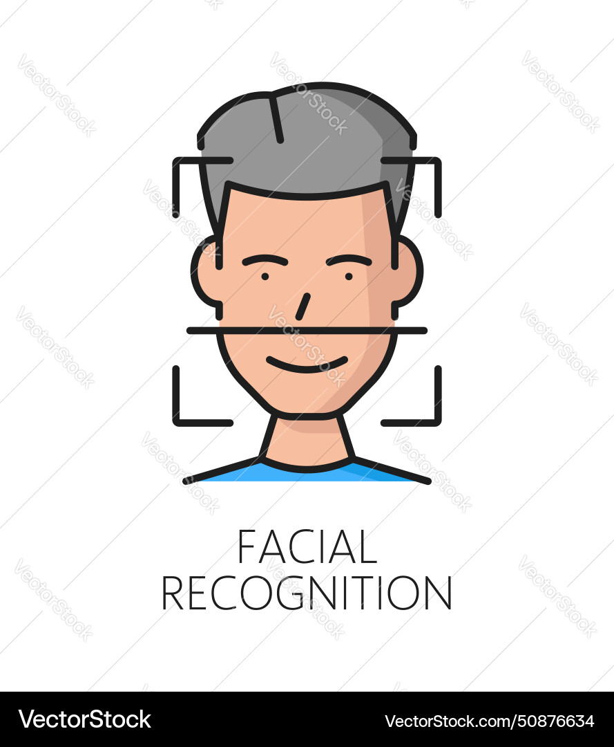 Facial recognition biometric identification icon Vector Image