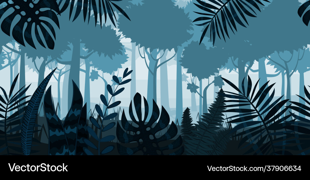 Jungle tropical forest landscape horizontal Vector Image