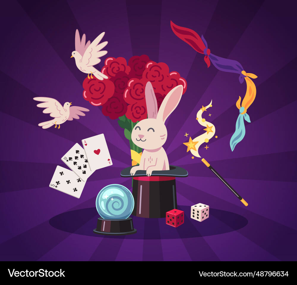 Magician cartoon composition Royalty Free Vector Image