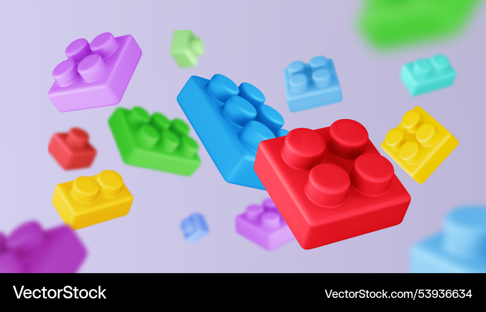 Plastic toy bricks block background Royalty Free Vector