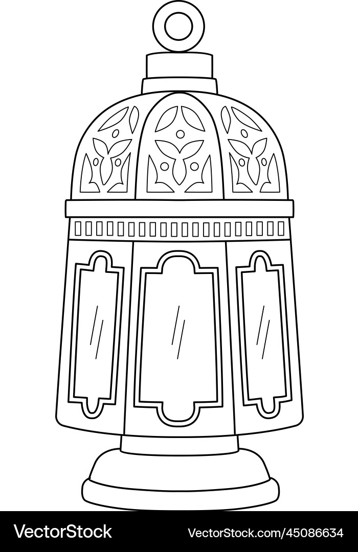 Ramadan lantern isolated coloring page for kids Vector Image
