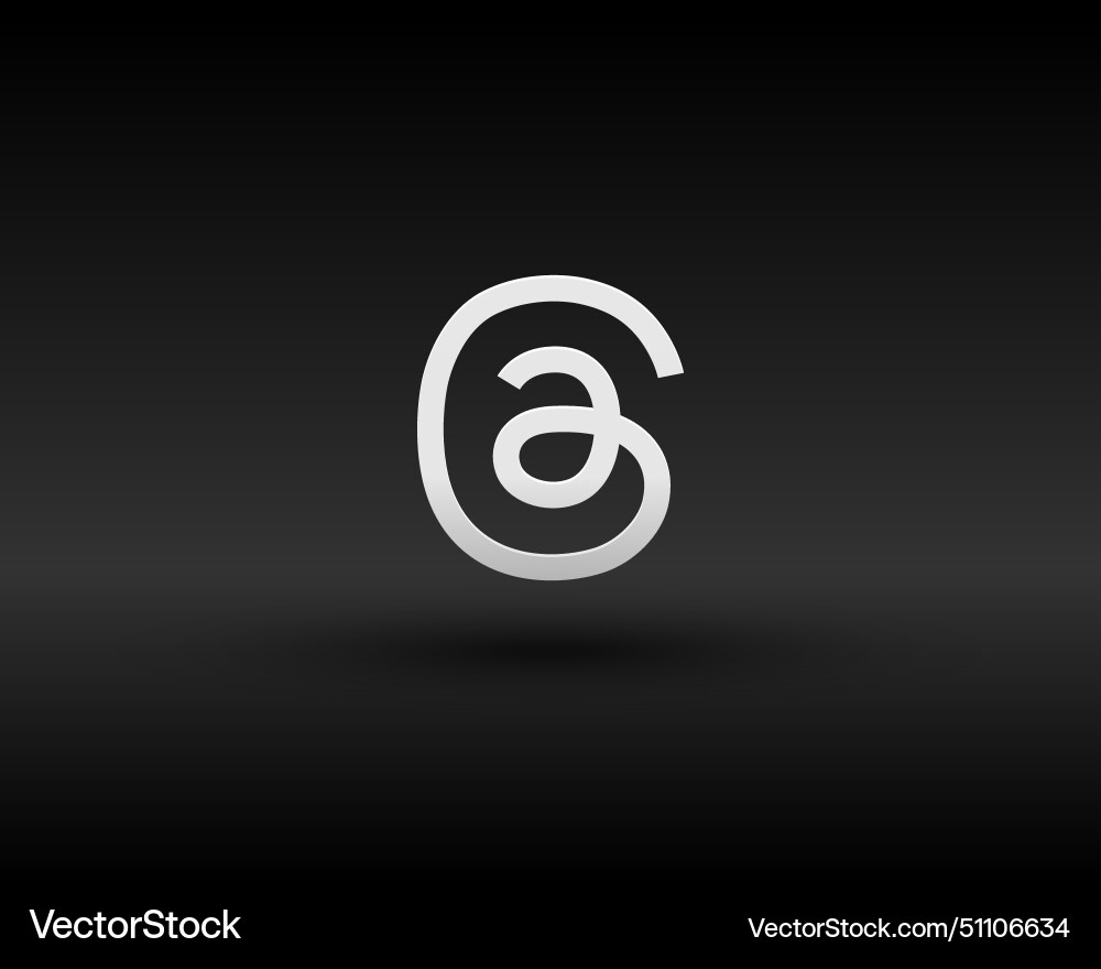 Threads app logo on black background Royalty Free Vector