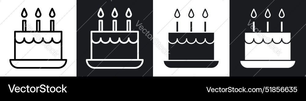 Cake icon set in black and white filld Royalty Free Vector