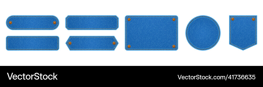 Denim patches labels with jean fabric texture Vector Image
