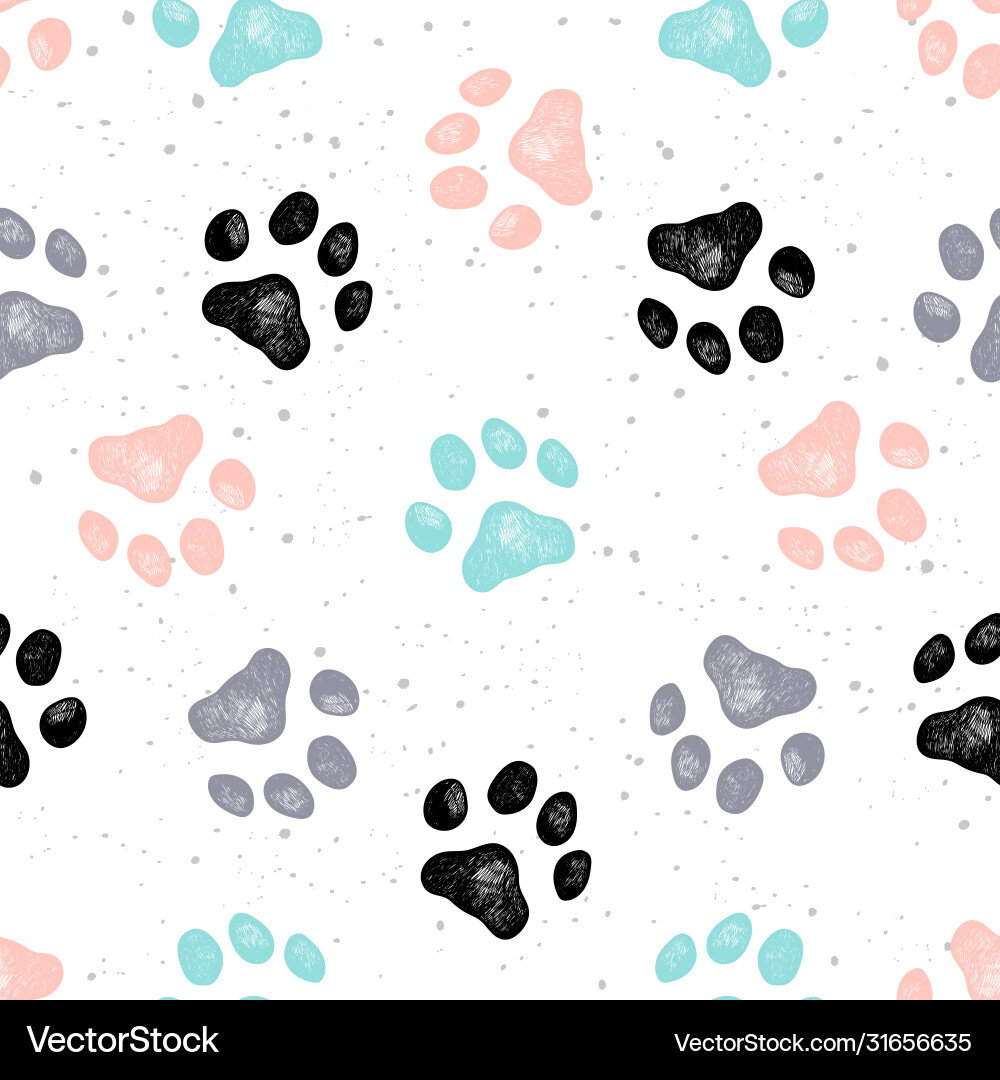 Dog paw print vexture Royalty Free Vector Image
