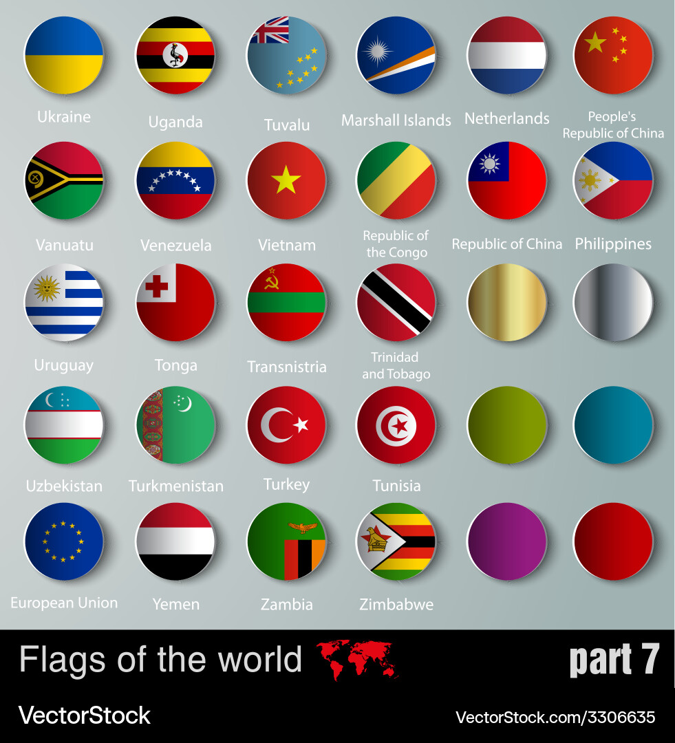 Flags of all countries with shadows Royalty Free Vector