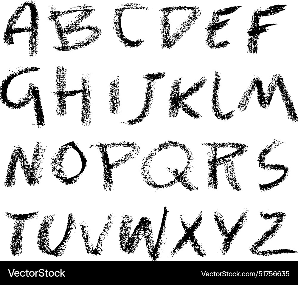 Hand drawn grunge chalk textured font Royalty Free Vector