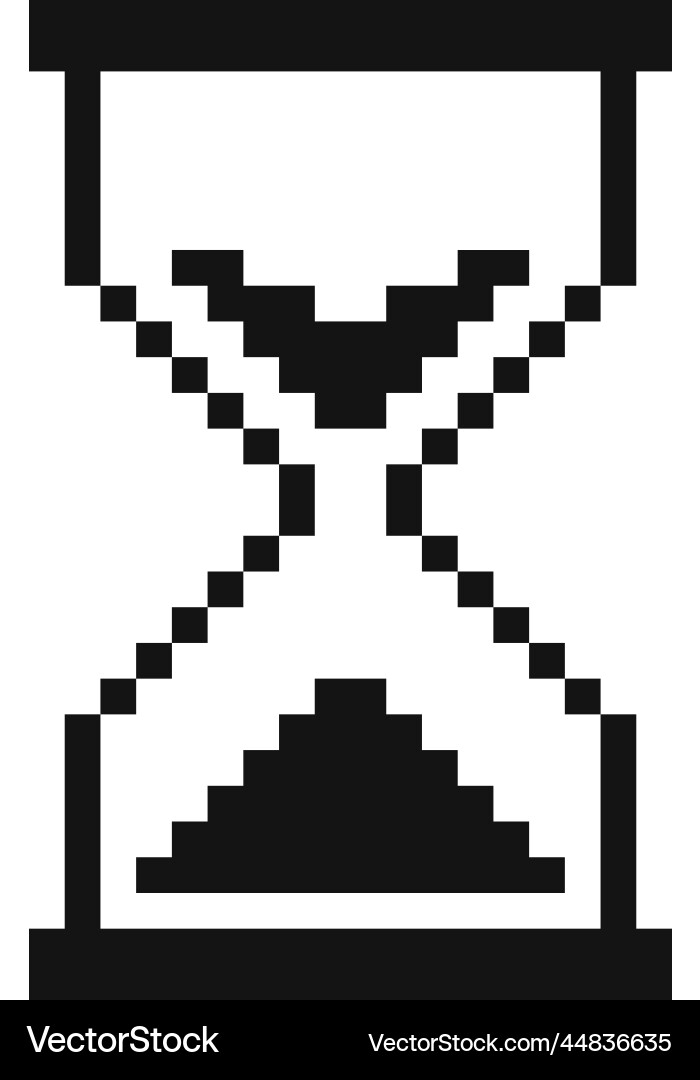 Hourglass icon in retro pixel style black cursor Vector Image