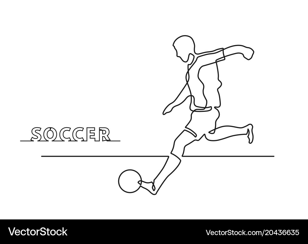 One line soccer Royalty Free Vector Image - VectorStock