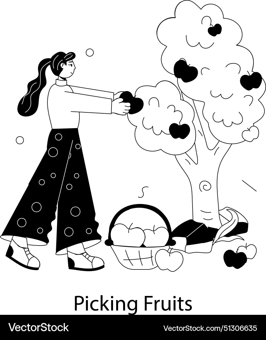Picking fruits Royalty Free Vector Image - VectorStock