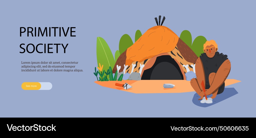 Primitive man banner Royalty Free Vector Image