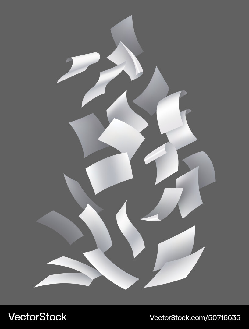 Realistic falling paper sheets set of flying Vector Image