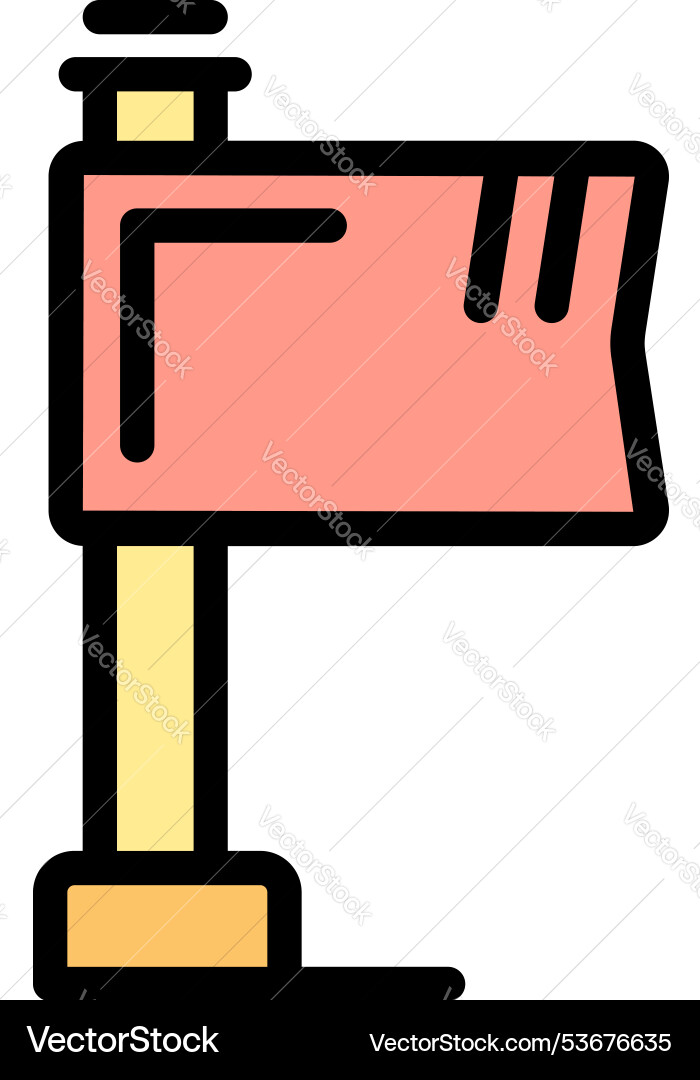 Red blank flag waving on flagpole icon Royalty Free Vector