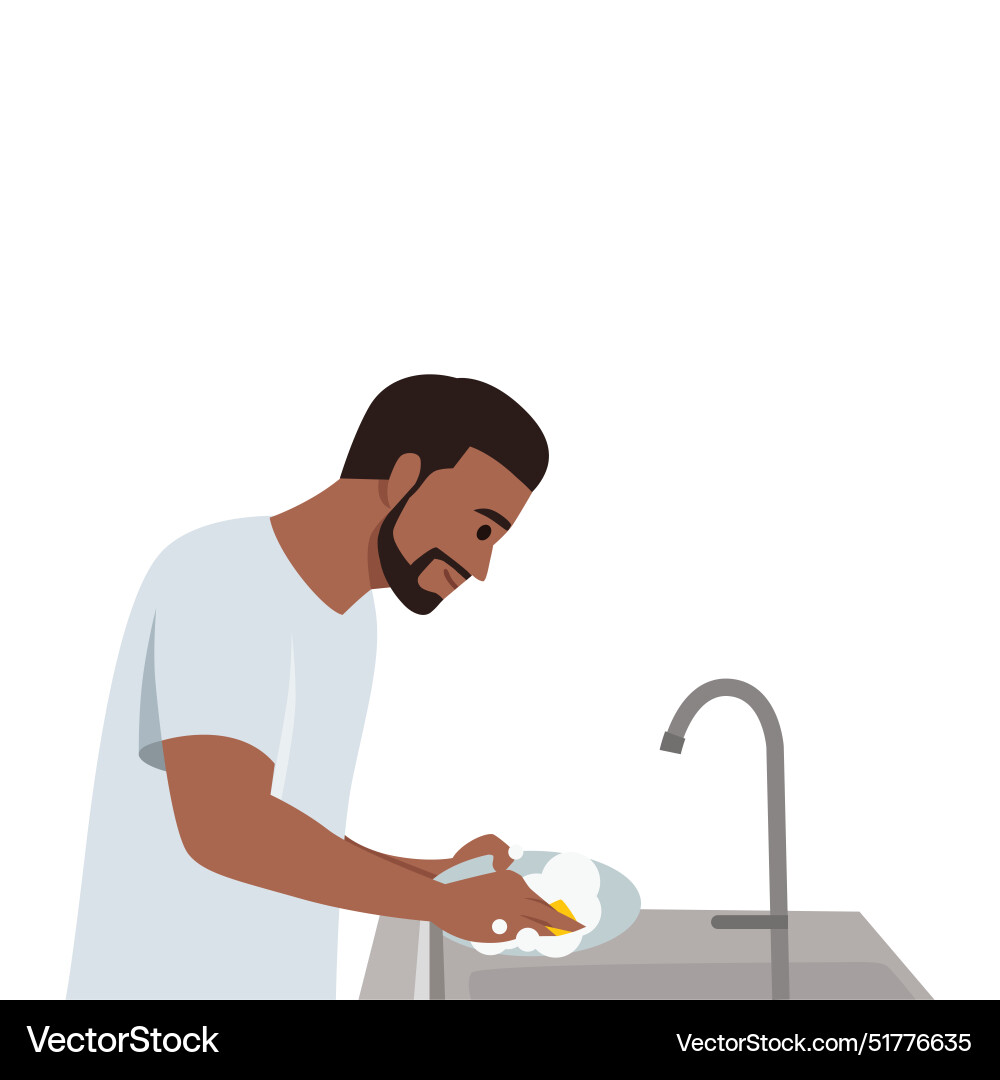 Washing dishes and housework concept Royalty Free Vector