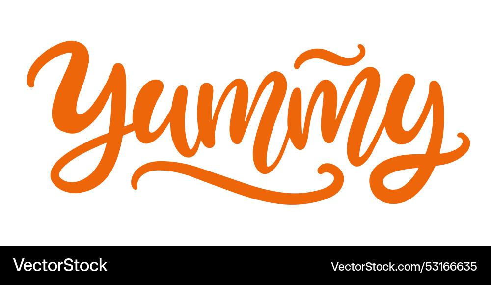 Yummy Handschrift Wort Kalligraphie Lizenzfreier Vektor