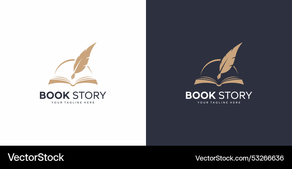 Book and pen logo design Royalty Free Vector Image