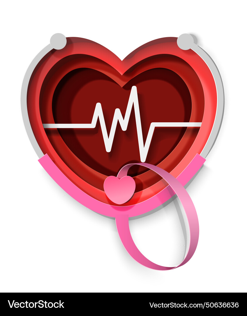 Heart medical checkup papercut poster Royalty Free Vector