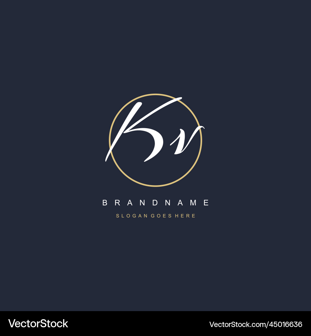 Initial letter kv logo monogram feminine style Vector Image