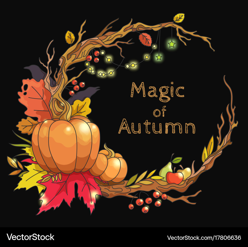 Magic autumn frame Royalty Free Vector Image - VectorStock
